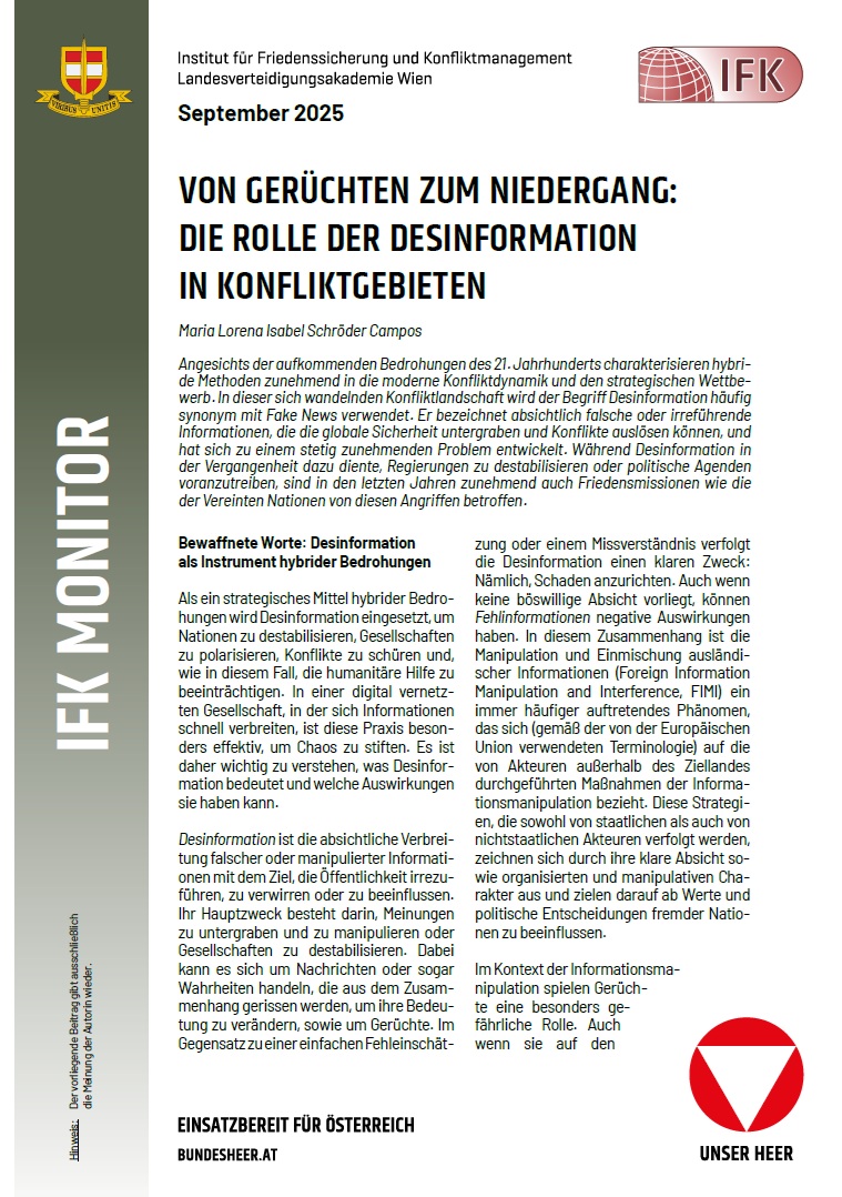 Bundesheer - Wissenschaftliche Publikationen - IFK Monitor 83/25